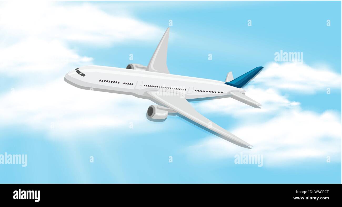 Sky background with aeroplane flying illustration Stock Vector Image ...