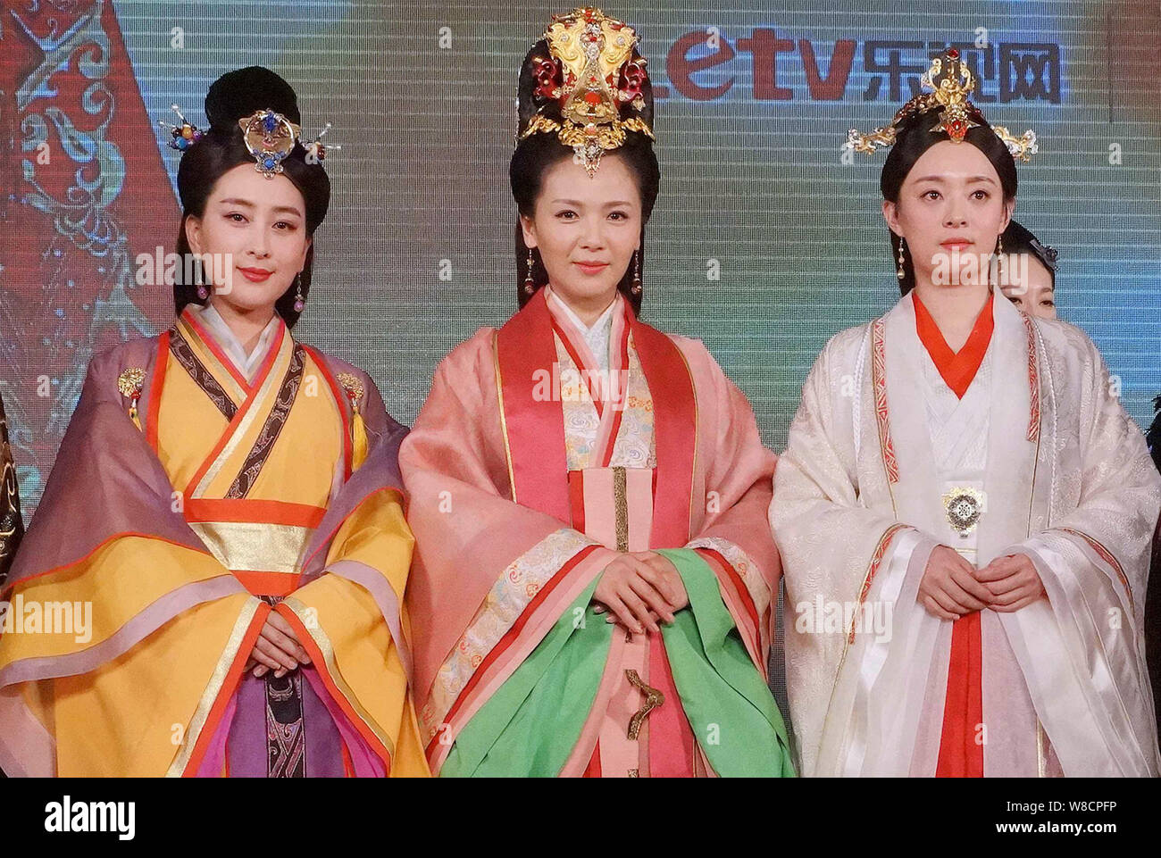 (From left) Chinese actresses Ma Su, Liu Tao and Sun Li attend a press ...