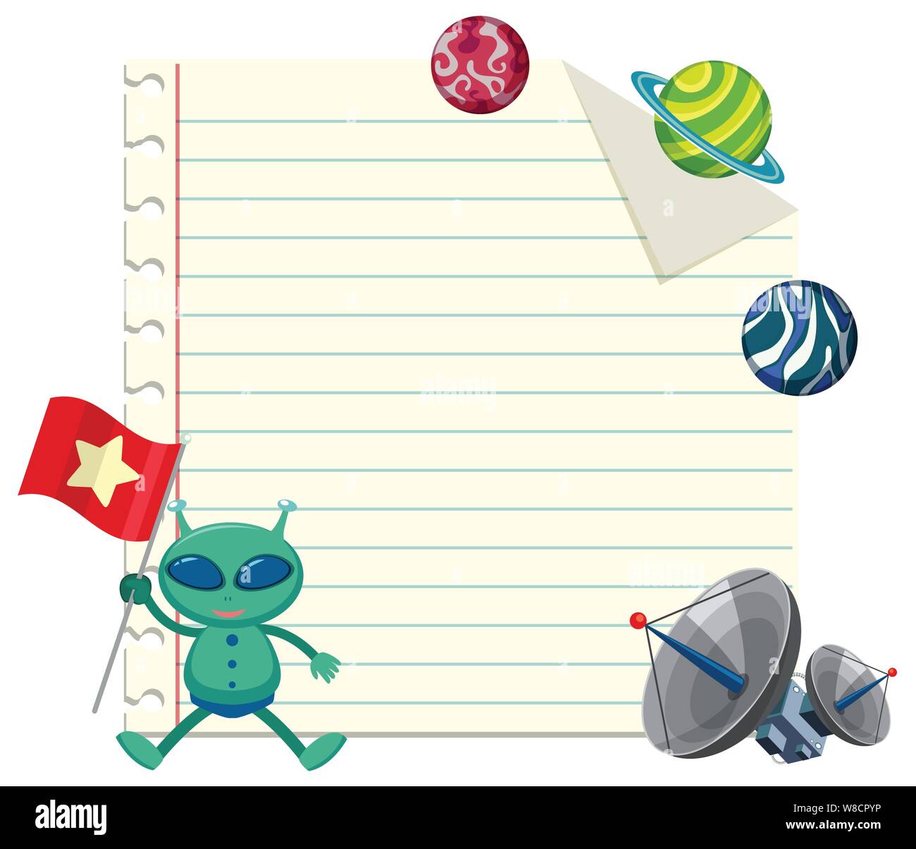 Frame design template with alien and planets illustration Stock Vector ...