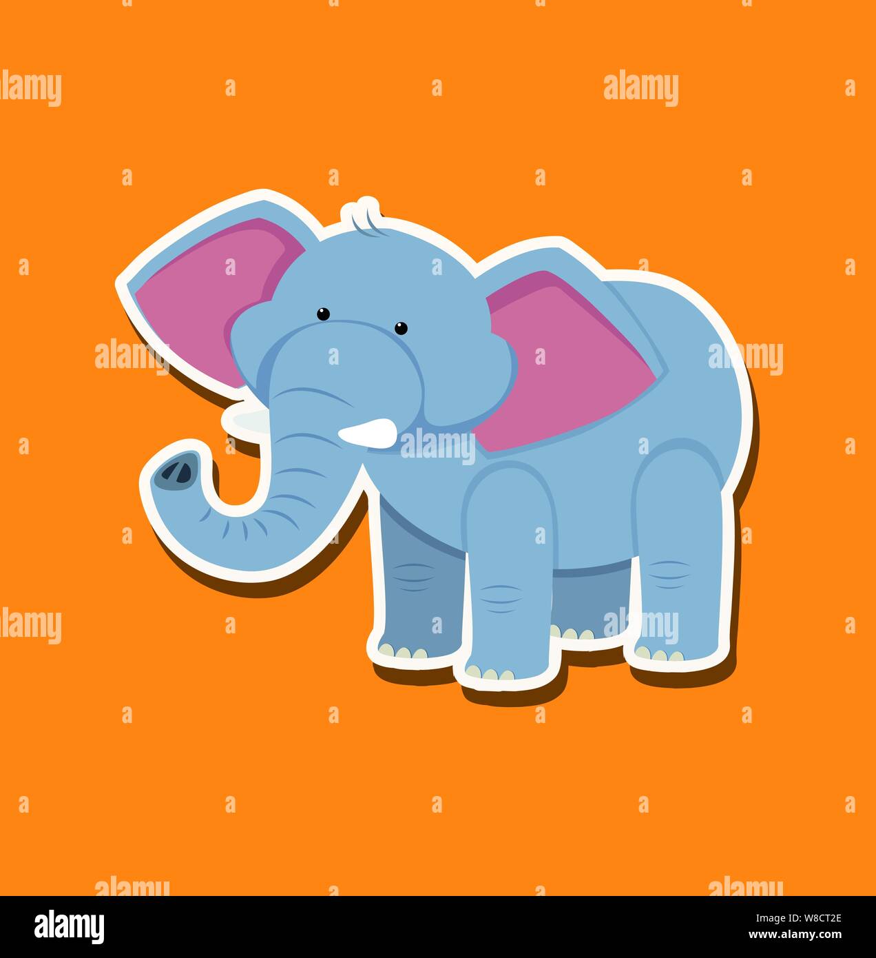 Sticker design with cute elephant illustration Stock Vector Image & Art ...