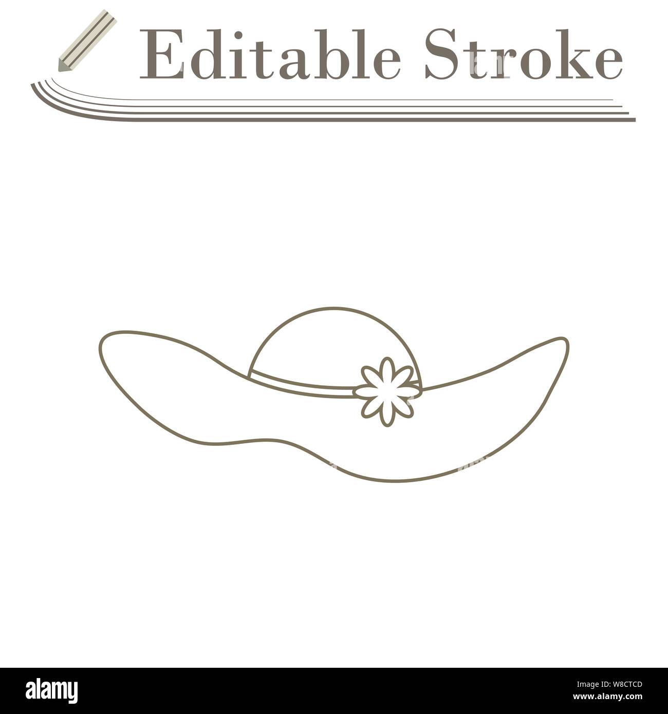 Elegant Woman Hat Icon. Editable Stroke Simple Design. Vector ...