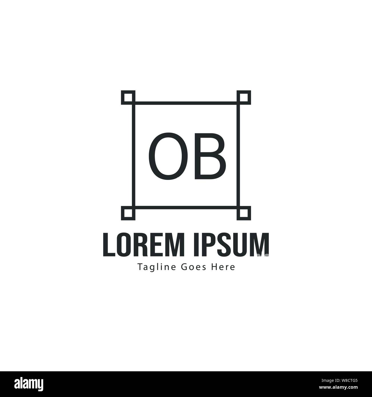 Initial OB logo template with modern frame. Minimalist OB letter logo ...