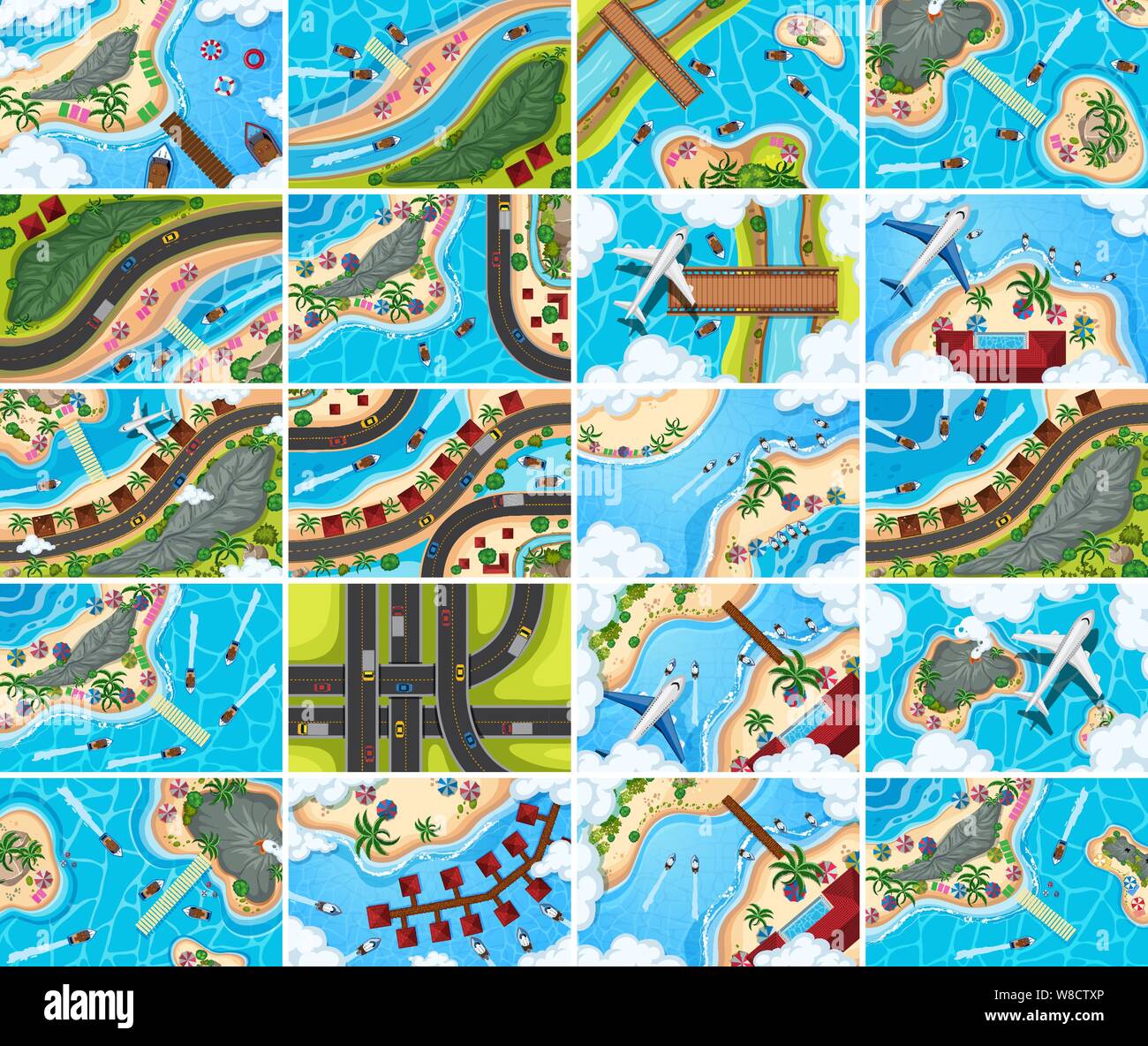 Set of aerial view scenes illustration Stock Vector Image & Art - Alamy