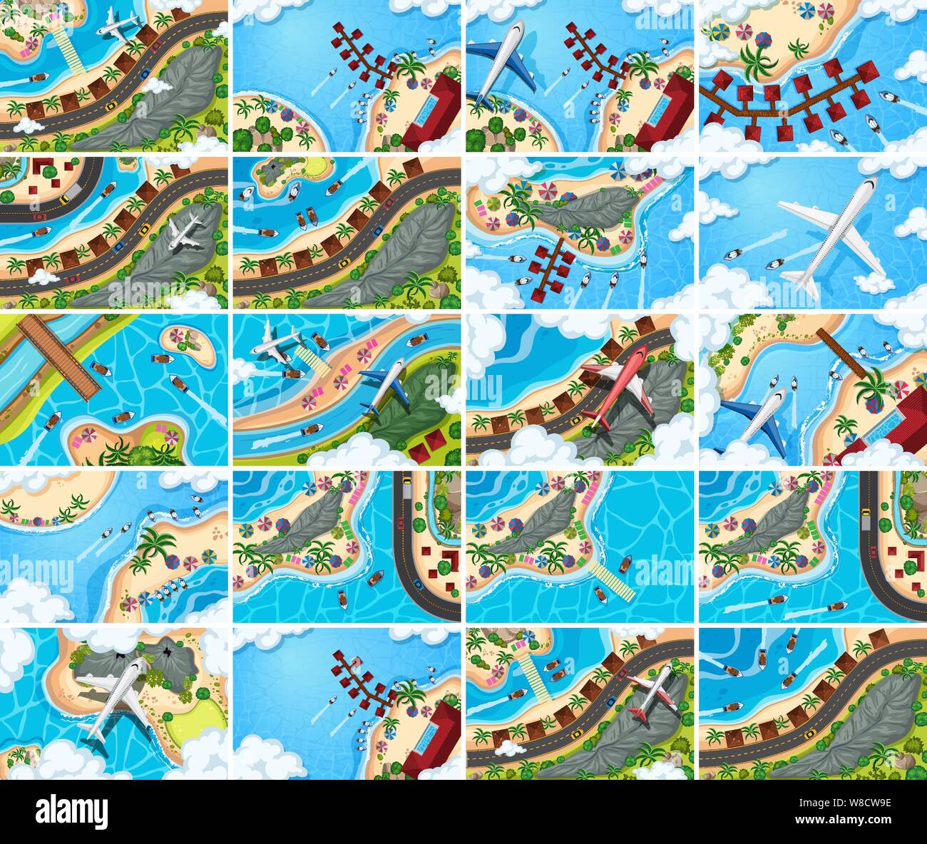 Set of aerial view scenes illustration Stock Vector Image & Art - Alamy