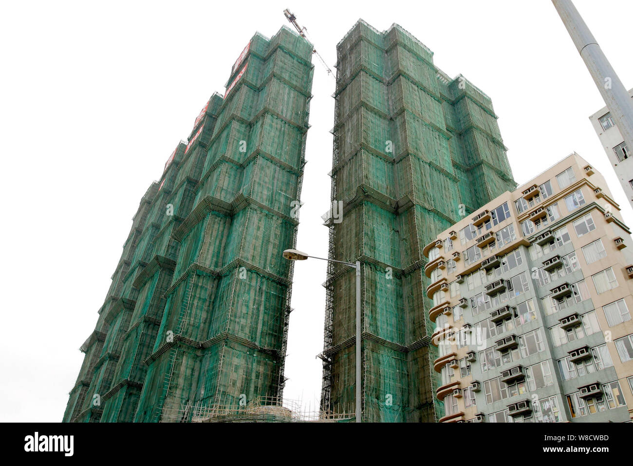 View of residential building "Sky tower" under construction in Hong ...