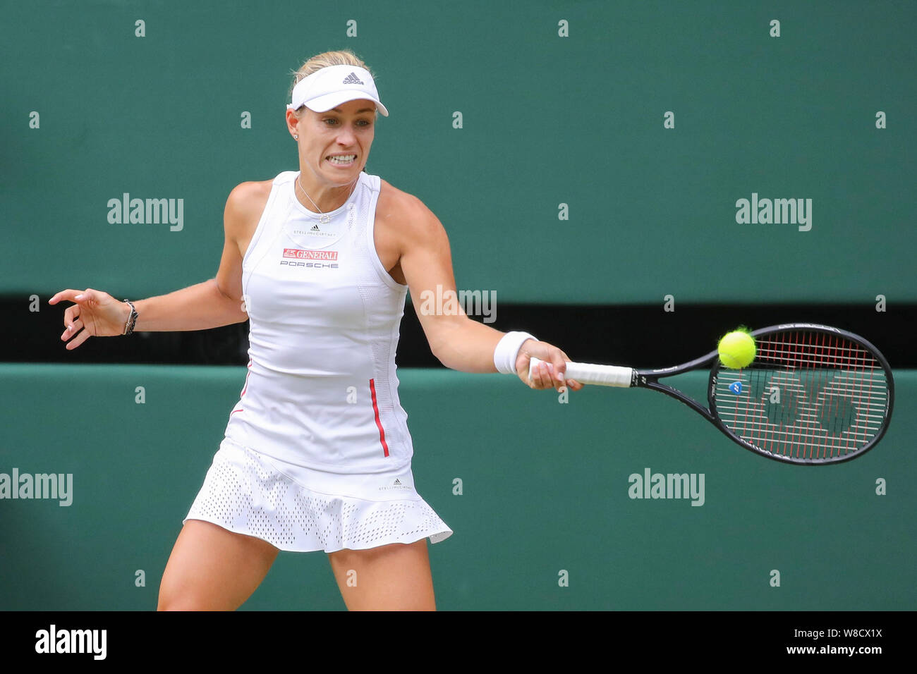 German tennis player Angelique Kerber playing forehand shot during 2019 ...