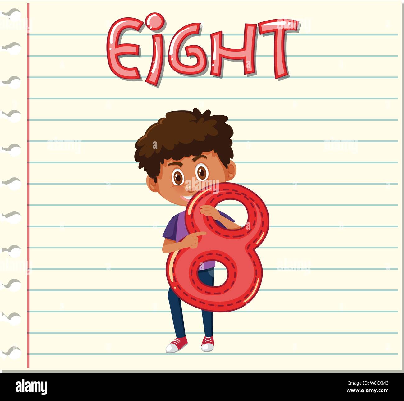 Flashcard design with number eight illustration Stock Vector Image ...