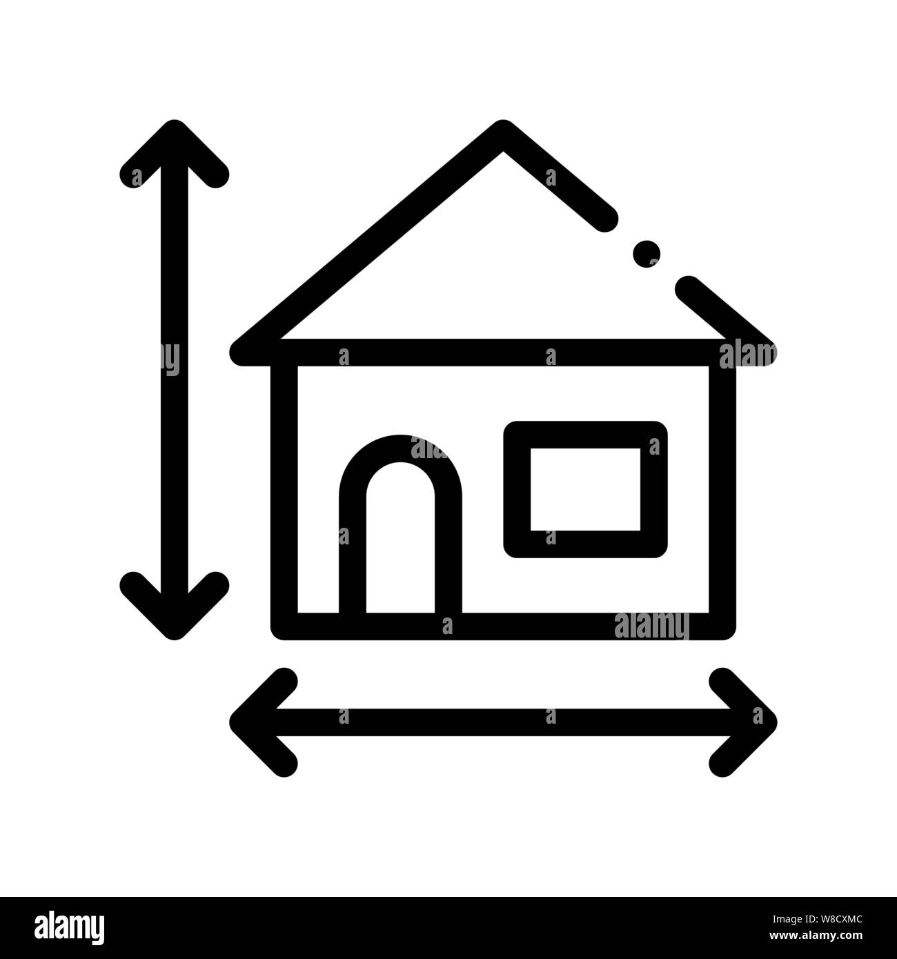 House Size Height And Width Vector Thin Line Icon Stock Vector Image ...