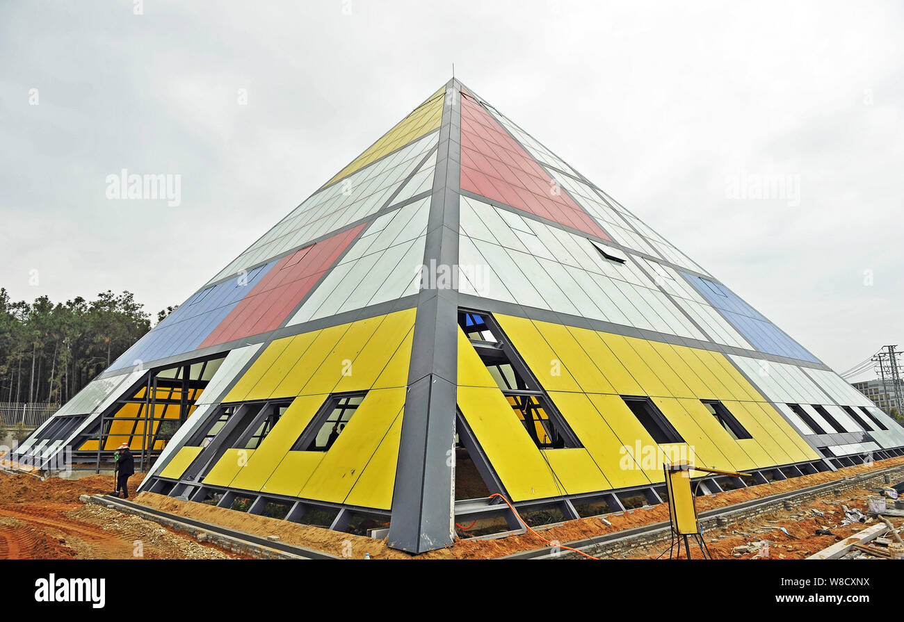 --FILE--View of a pyramid-shaped building in Changle city, southeast ...