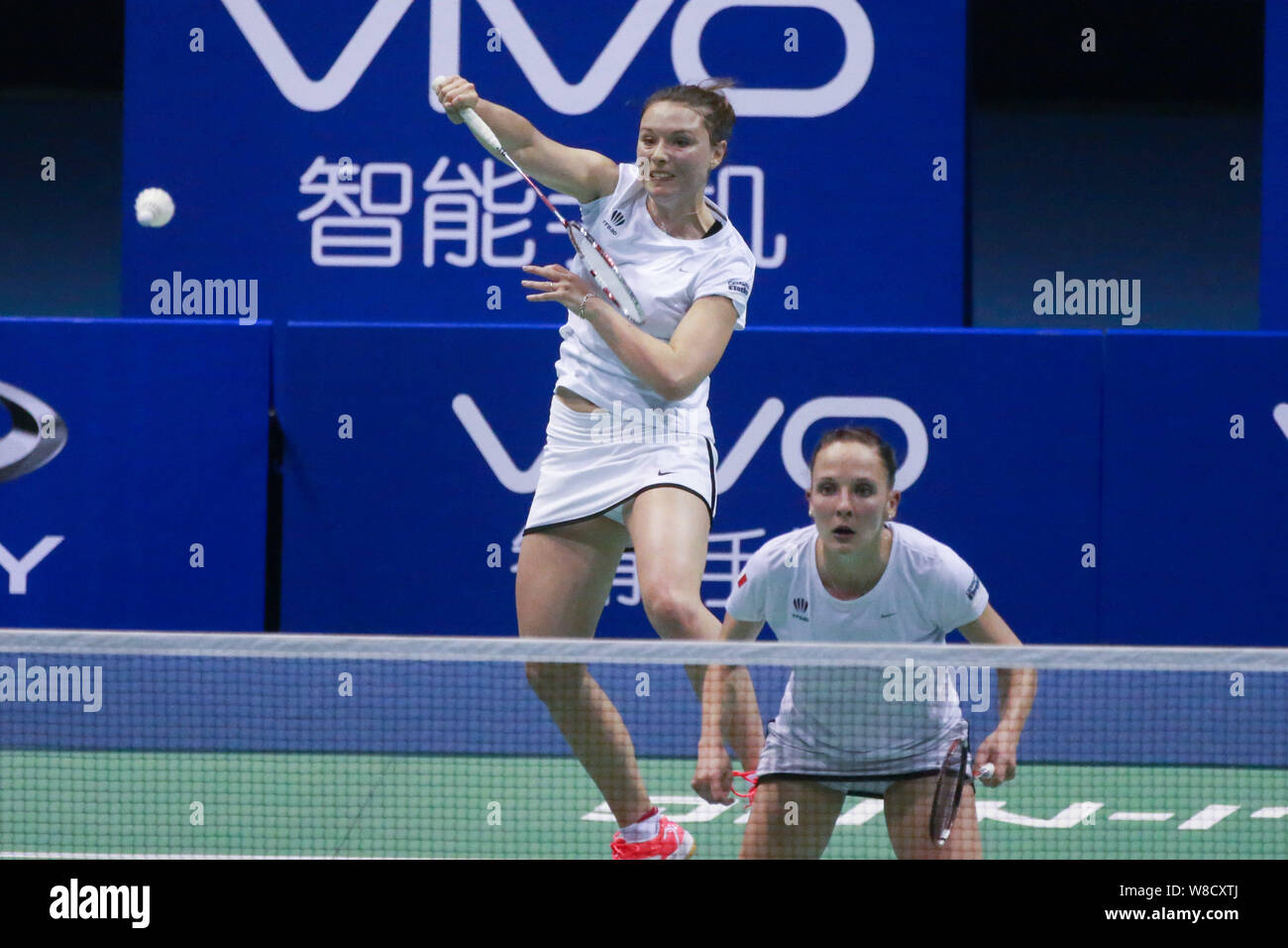 Emilie Emmanuelle Lefel, right, and Audrey Simone Irene Fontaine of France compete against Poon ...