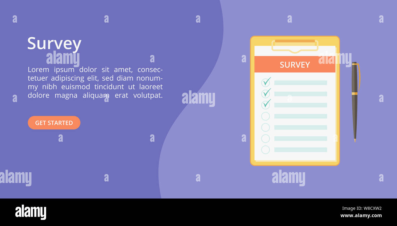 Feedback survey form on clipboard landing page concept Online customer ...