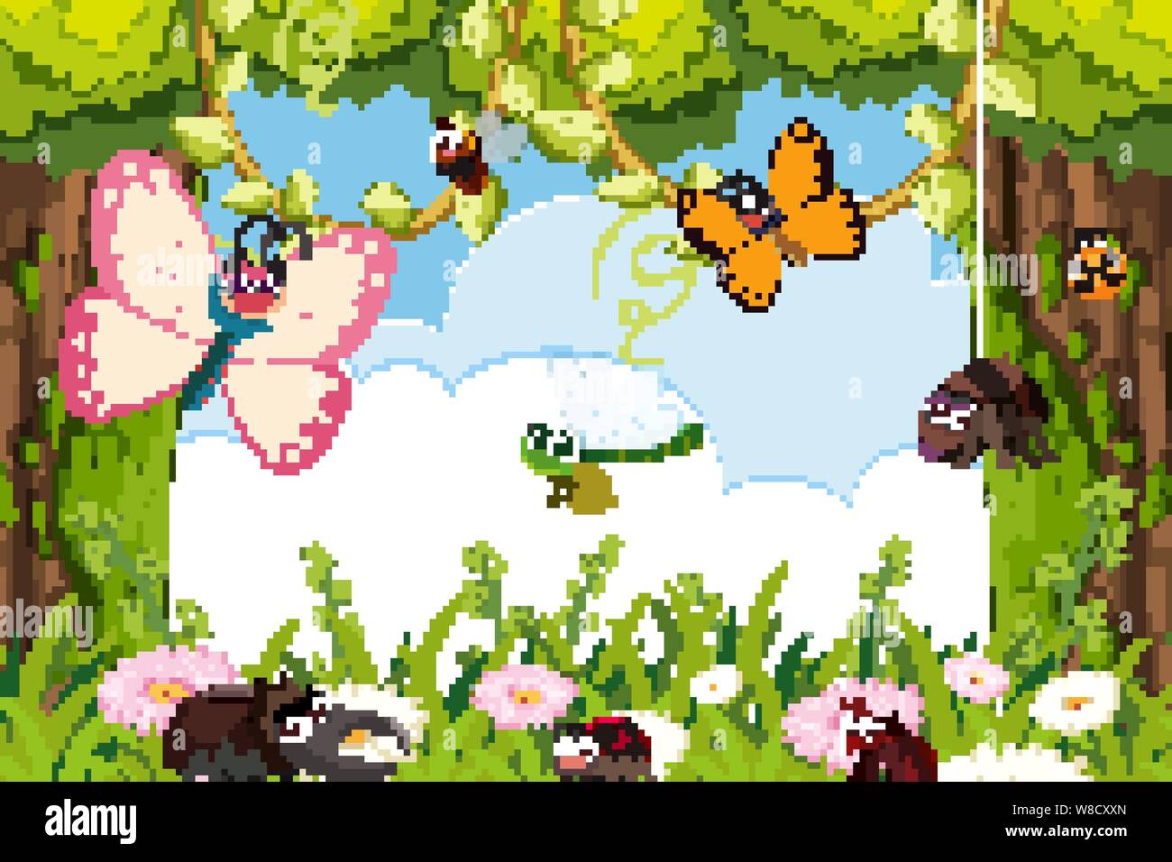 Bugs in jungle scene illustration Stock Vector Image & Art - Alamy