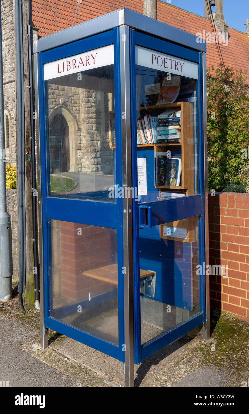 Old telephone booth box used as a poetry library, Tisbury, Wiltshire ...