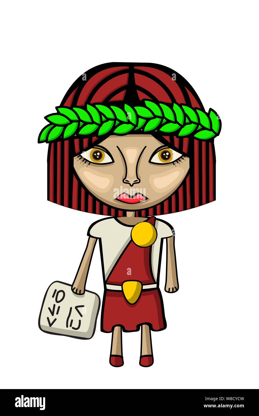 Vector illustration of a cute female scholar character with laures and ...