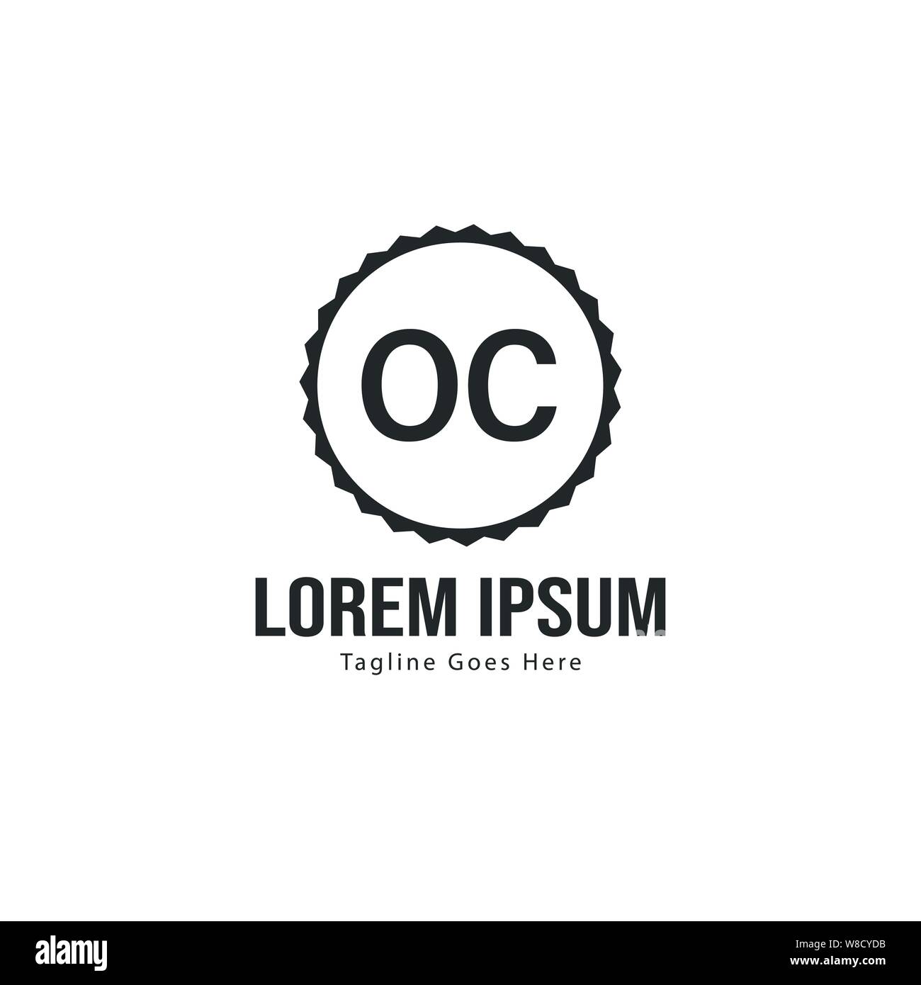 Initial OC logo template with modern frame. Minimalist OC letter logo ...