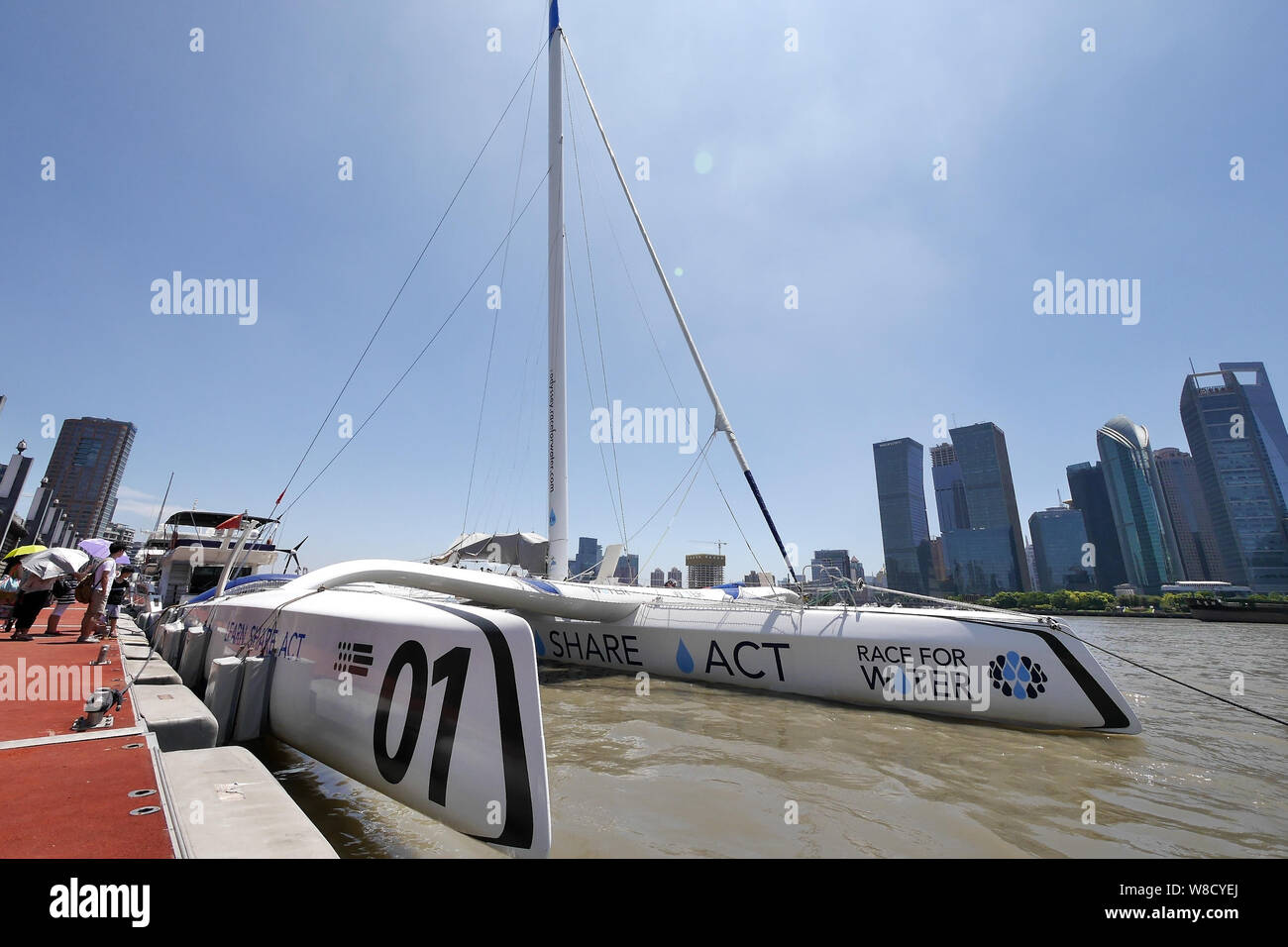 The Swiss Trimaran "Race for Water Odyssey" berths at the International ...