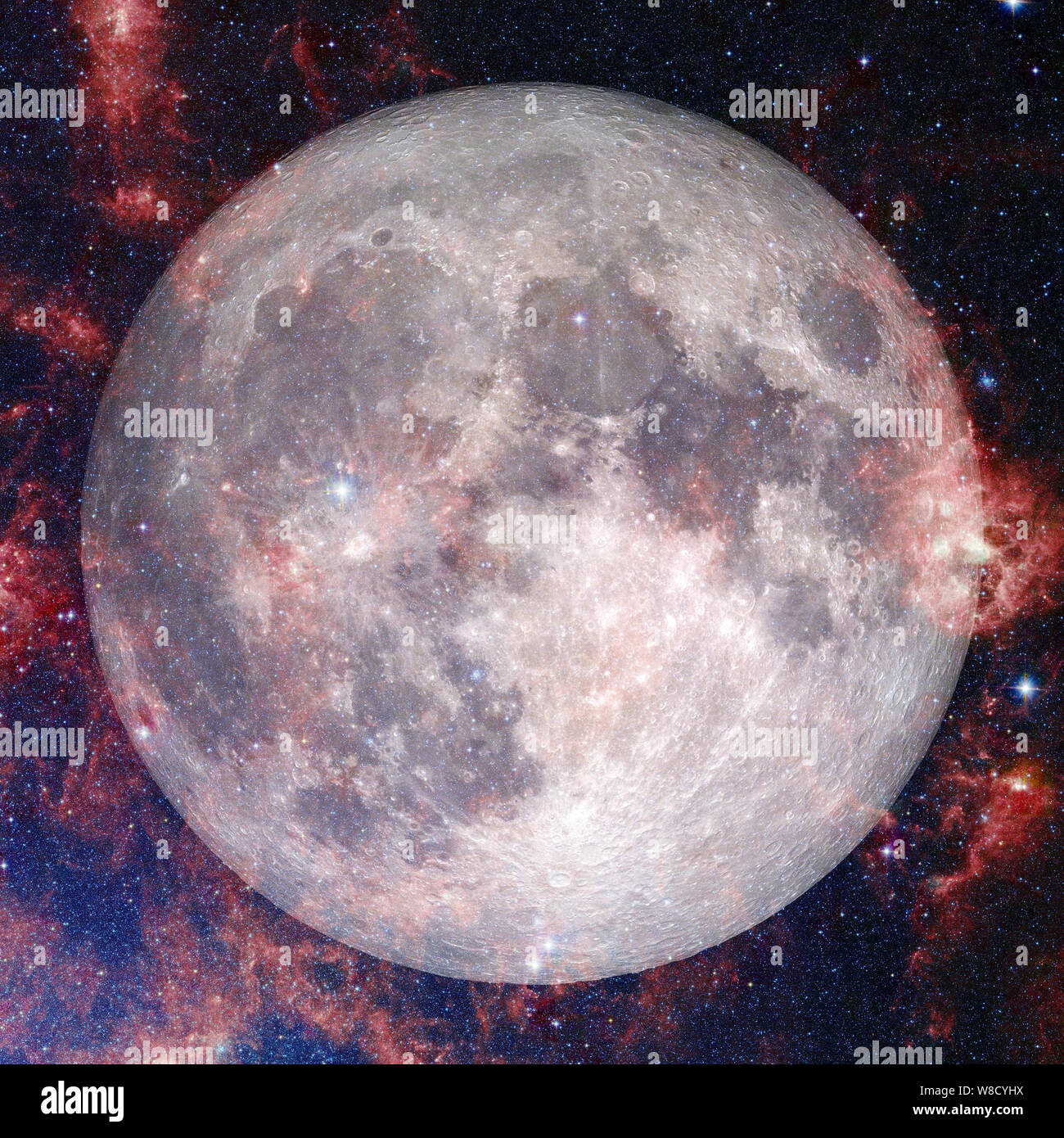 Fantastic view of moon. Solar system. Billions of galaxies in the ...
