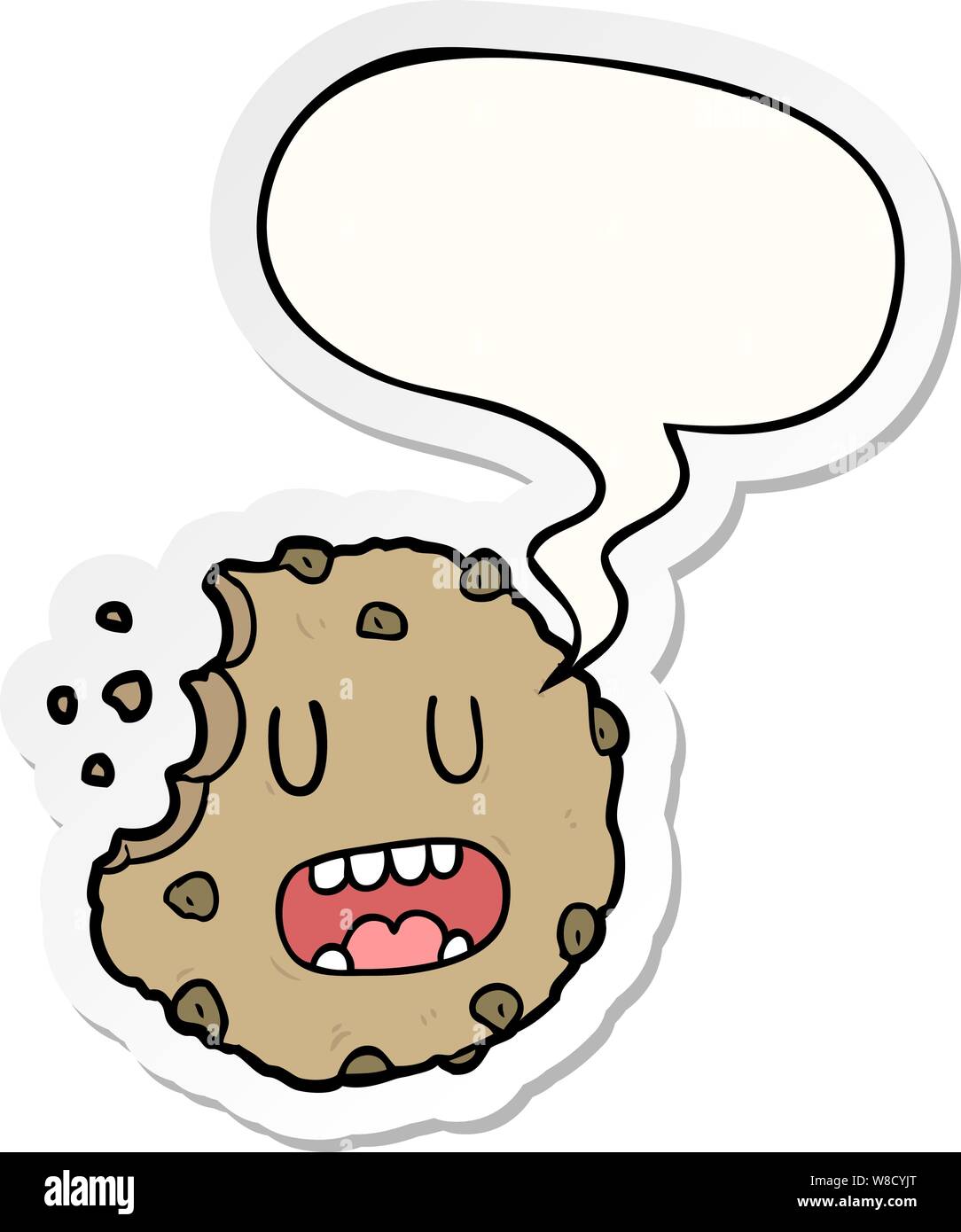 cartoon cookie with speech bubble sticker Stock Vector Image & Art - Alamy
