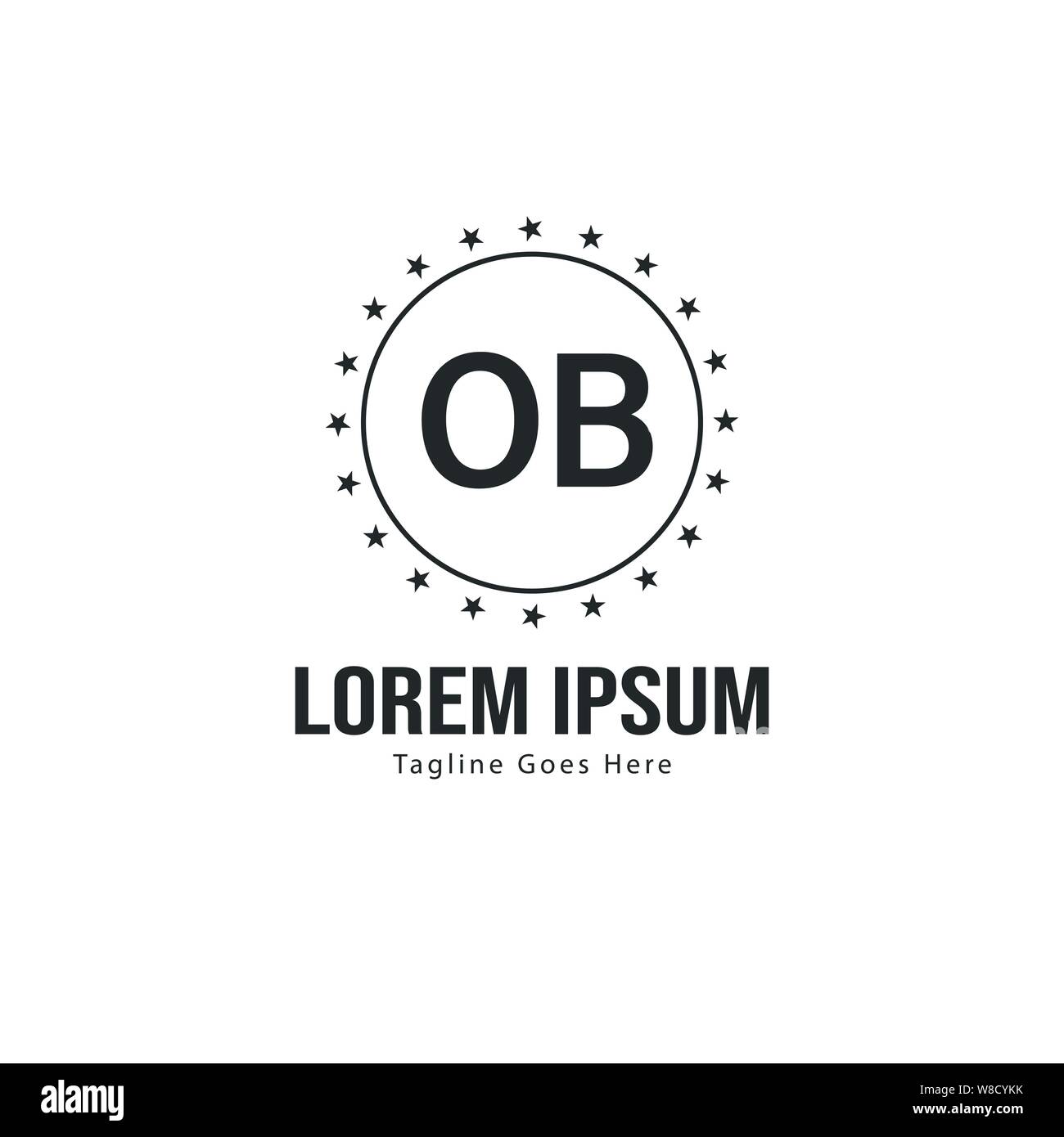 Initial OB logo template with modern frame. Minimalist OB letter logo ...