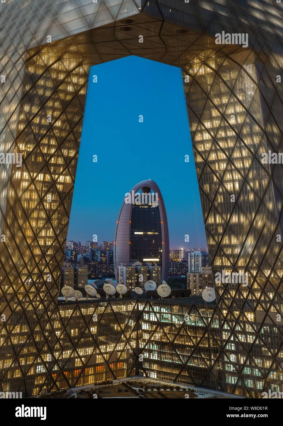 Night view of CBD (Central Business District) with the new CCTV Tower ...