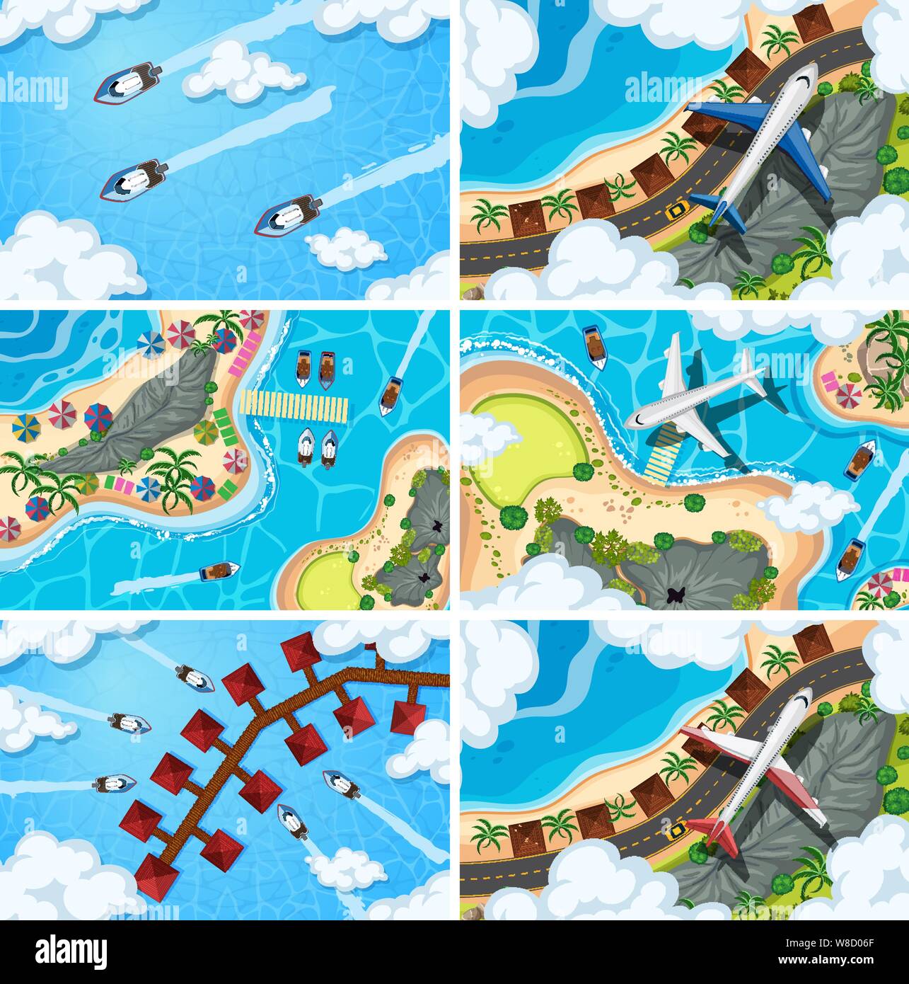 Set of aerial view scenes illustration Stock Vector Image & Art - Alamy
