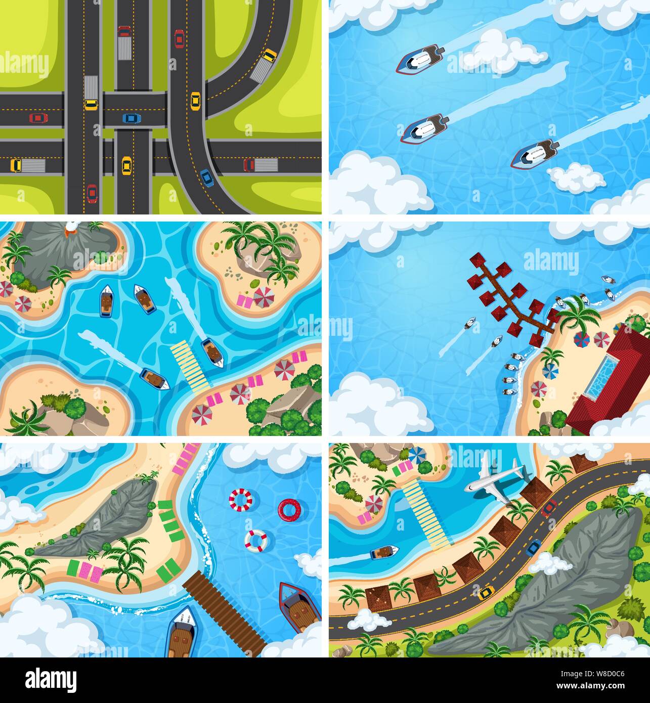 Set of aerial view scenes illustration Stock Vector Image & Art - Alamy