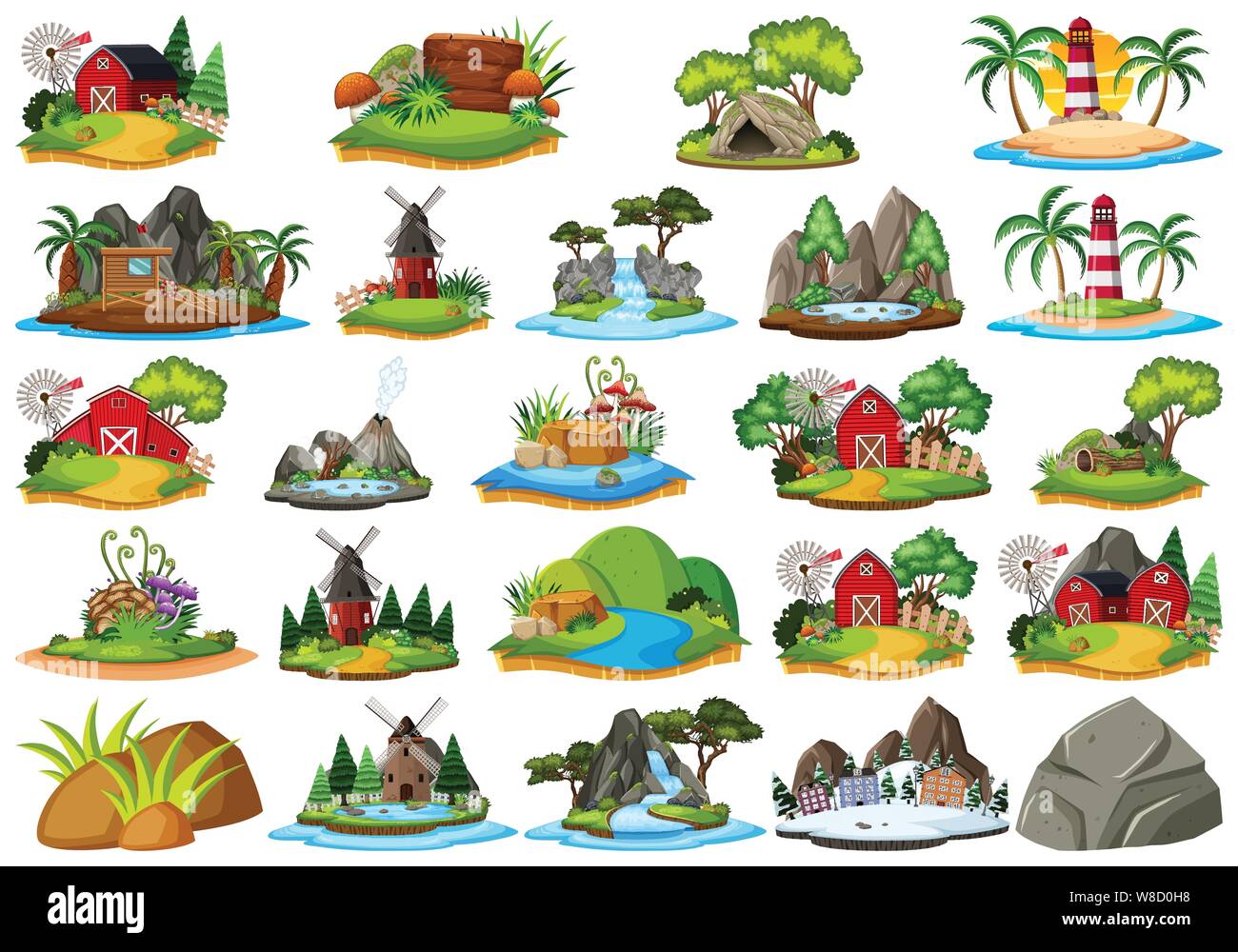 Large group of isolated objects theme - island illustration Stock ...