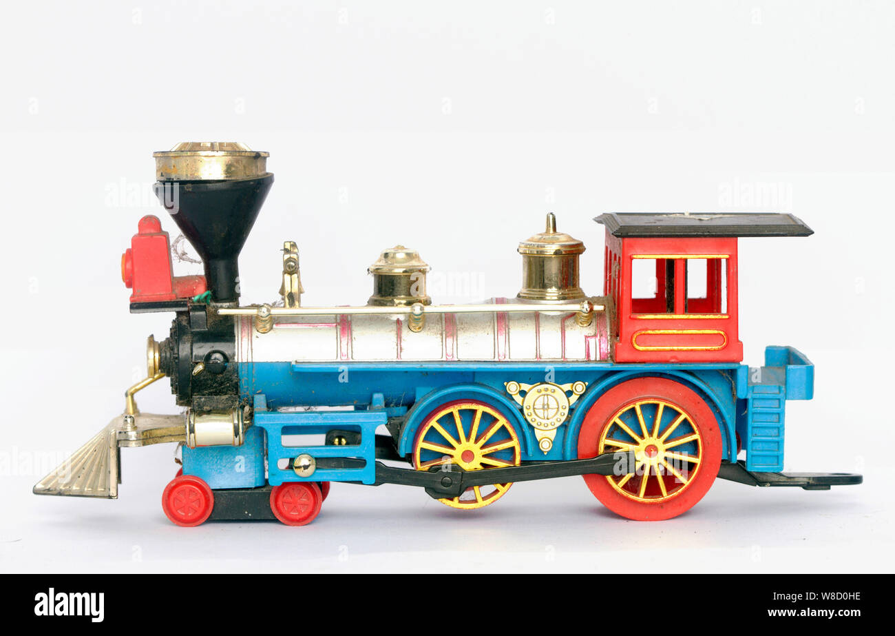 old toy steam train isolated on white Stock Photo - Alamy