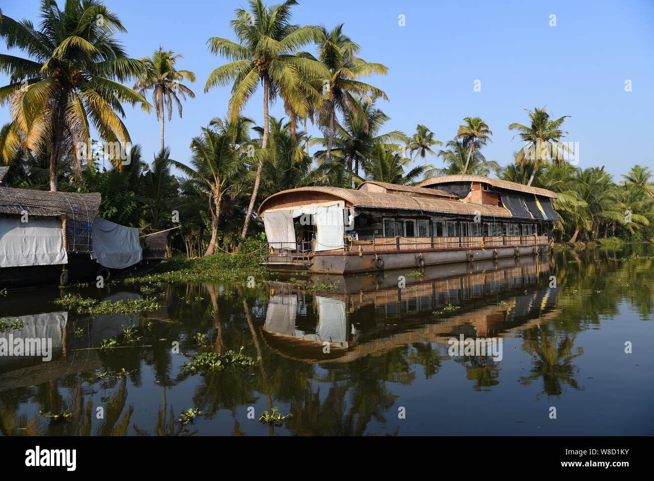 Kerala backwaters. Houseboats in the backwater canals in Kerala, India ...