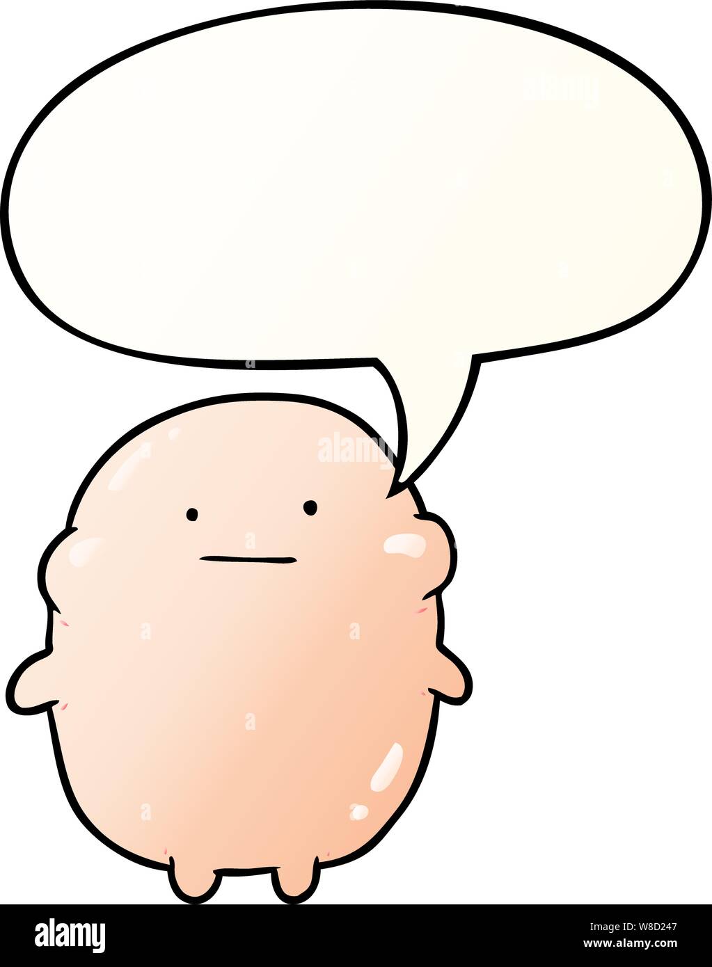 cute fat cartoon human with speech bubble in smooth gradient style ...