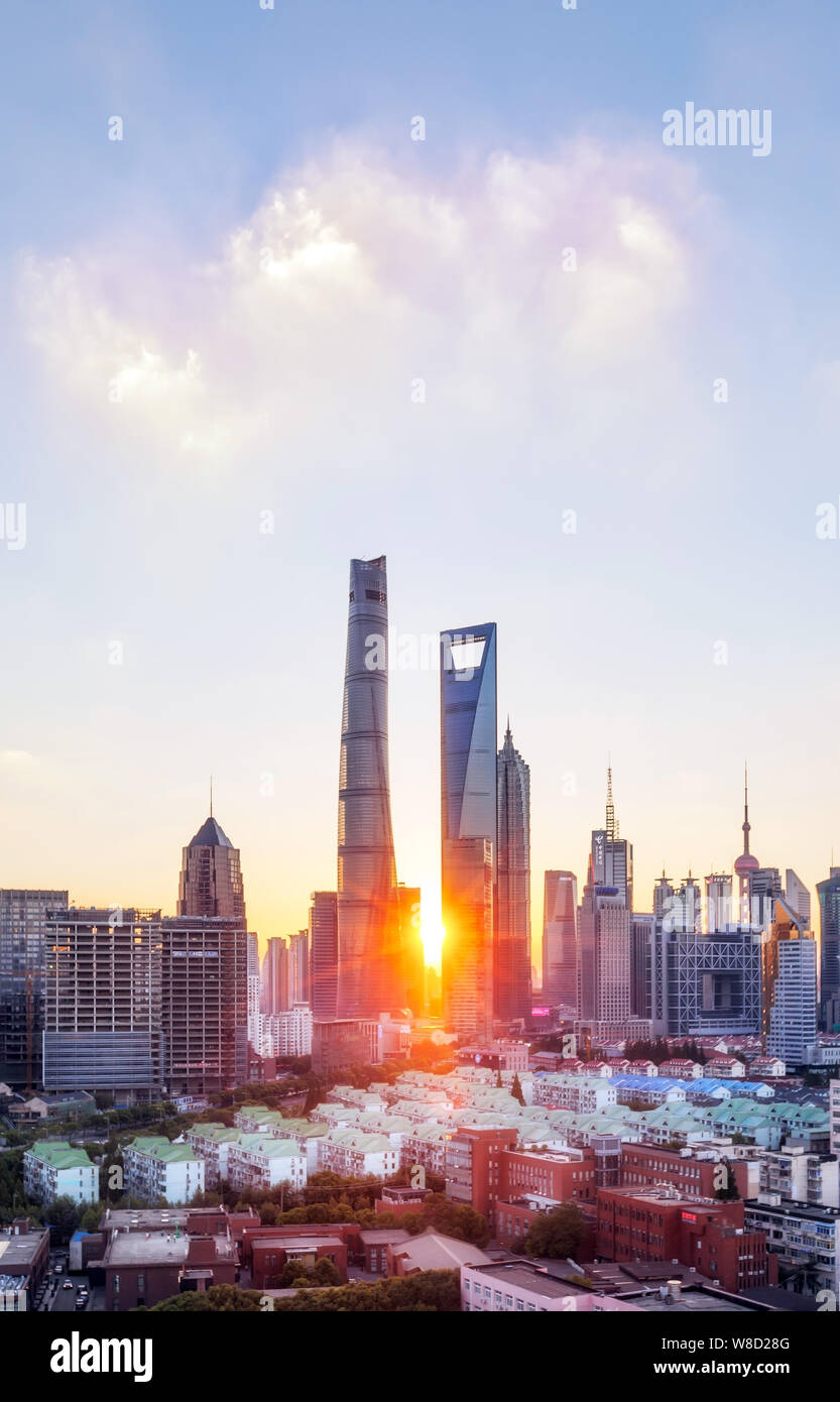 --FILE--Skyline of the Lujiazui Financial Center with the Shanghai ...
