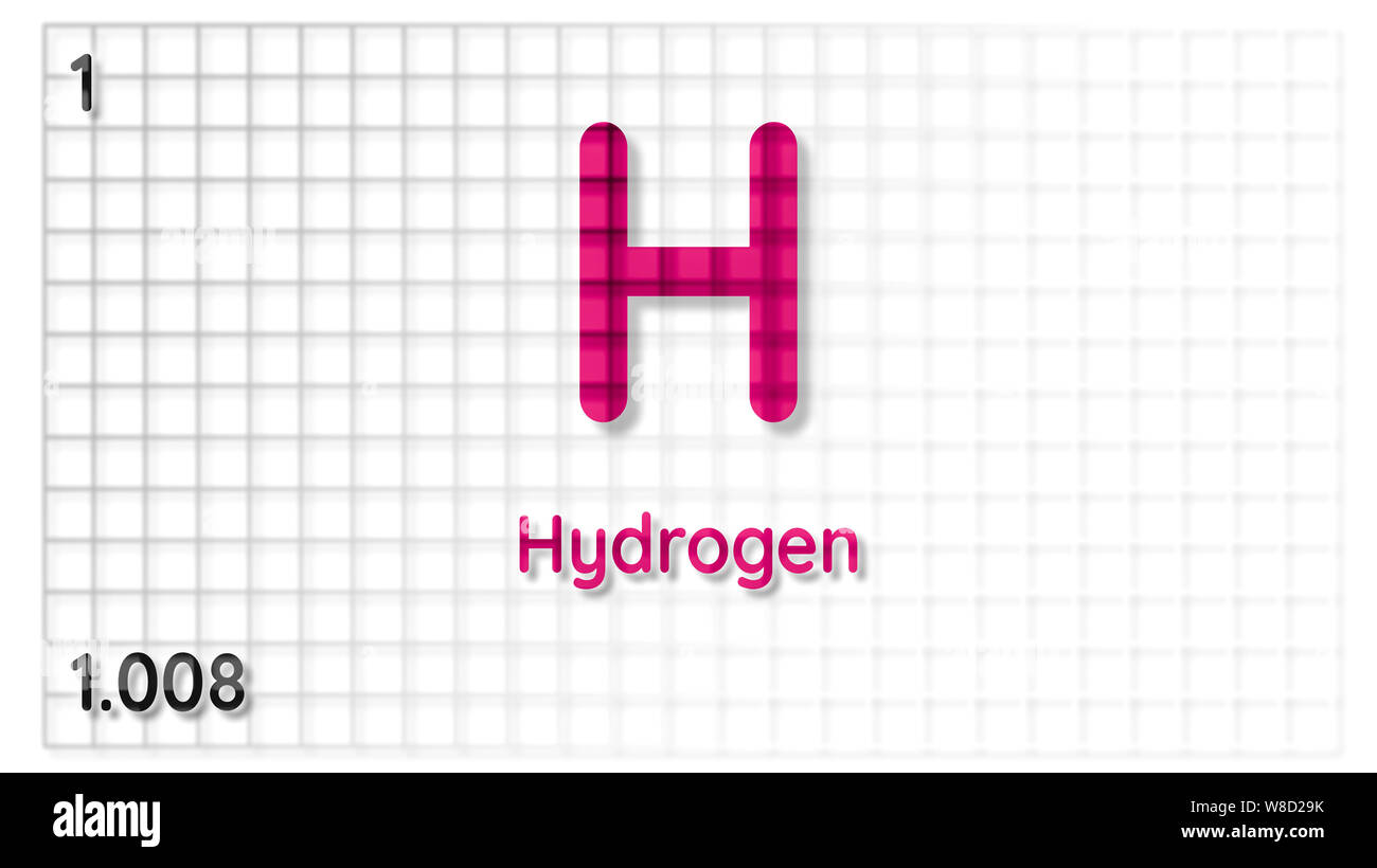 Hydrogen chemical element atomic data and symbol illustration backdrop ...