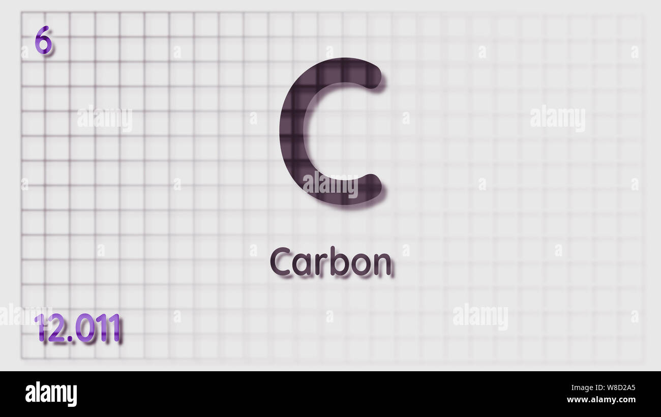 Carbon chemical element atomic data and symbol illustration backdrop ...