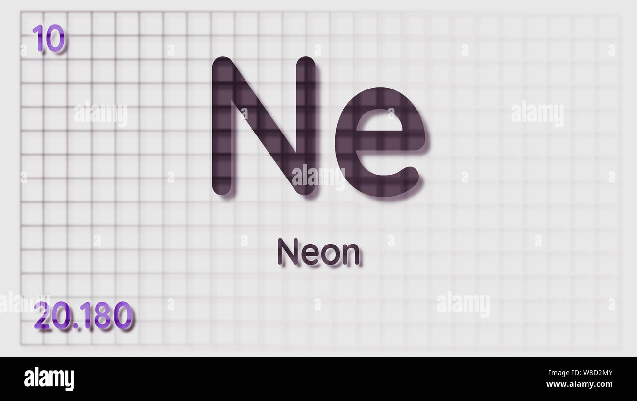 Neon chemical element atomic data and symbol illustration backdrop ...
