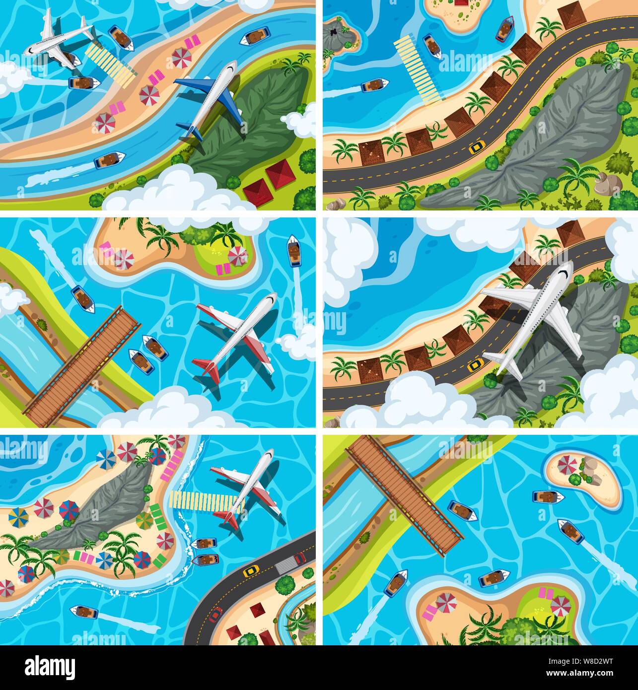 Set of aerial view scenes illustration Stock Vector Image & Art - Alamy