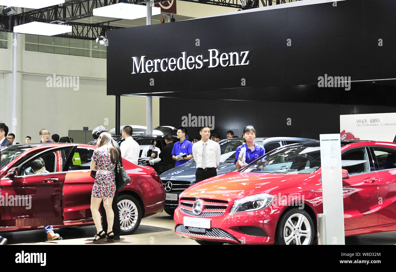 --FILE--People visit the stand of Mercedes-Benz during an automobile ...