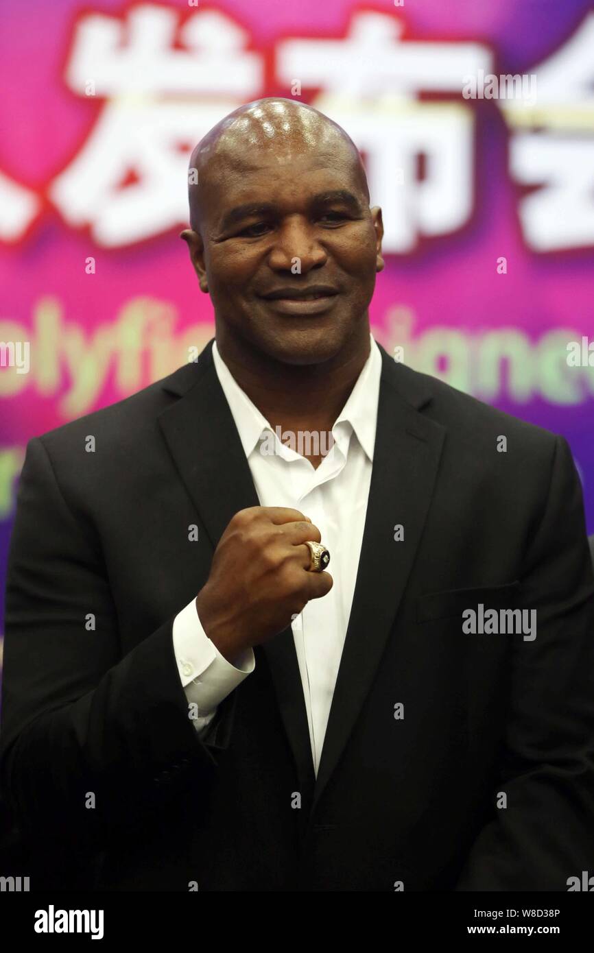 American boxing world champion Evander Holyfield poses at a press ...