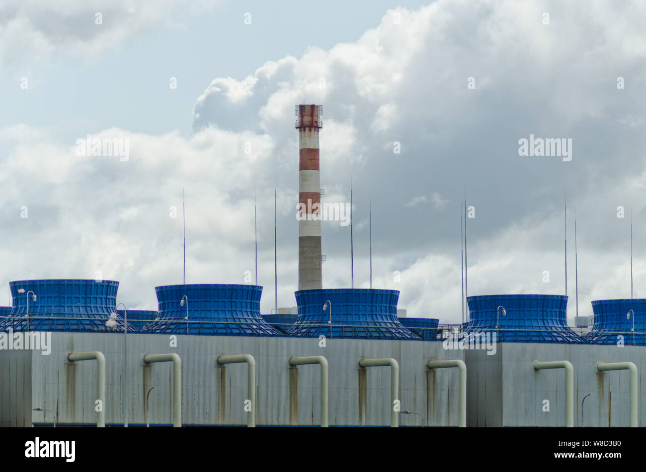 industrial factory and chimney, production Stock Photo - Alamy