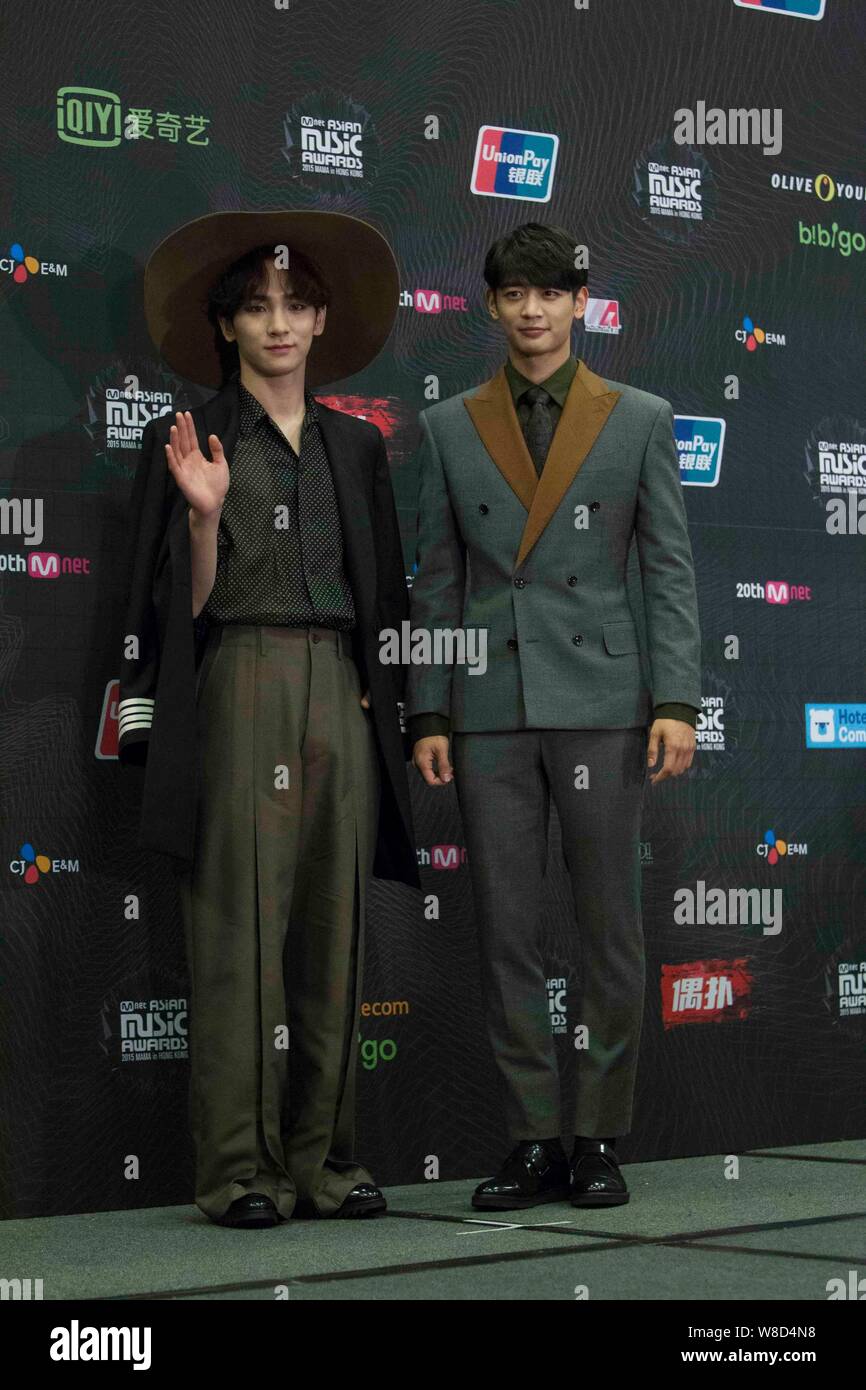 Singers and actors Kim Ki-bum, left, better known by his stage name Key ...