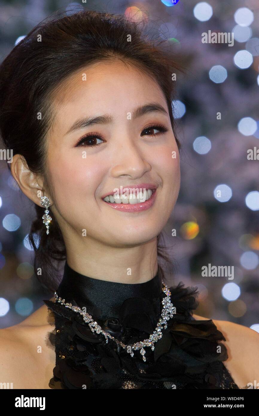 Taiwanese singer and actress Ariel Lin poses at a Christmas tree light ...