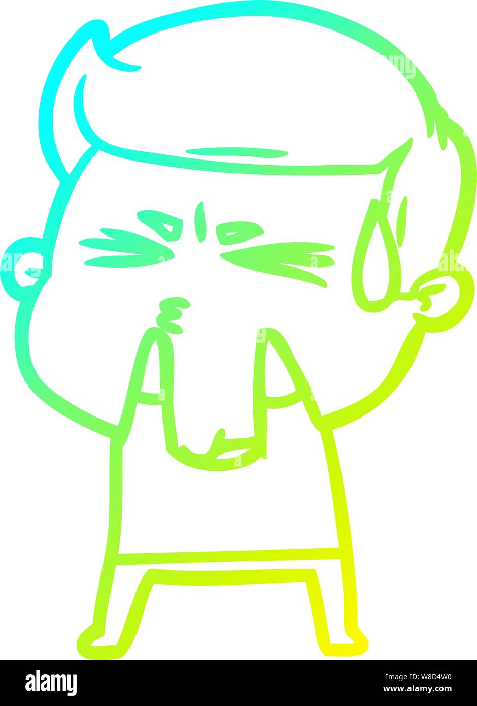 cold gradient line drawing of a cartoon man sweating Stock Vector Image ...