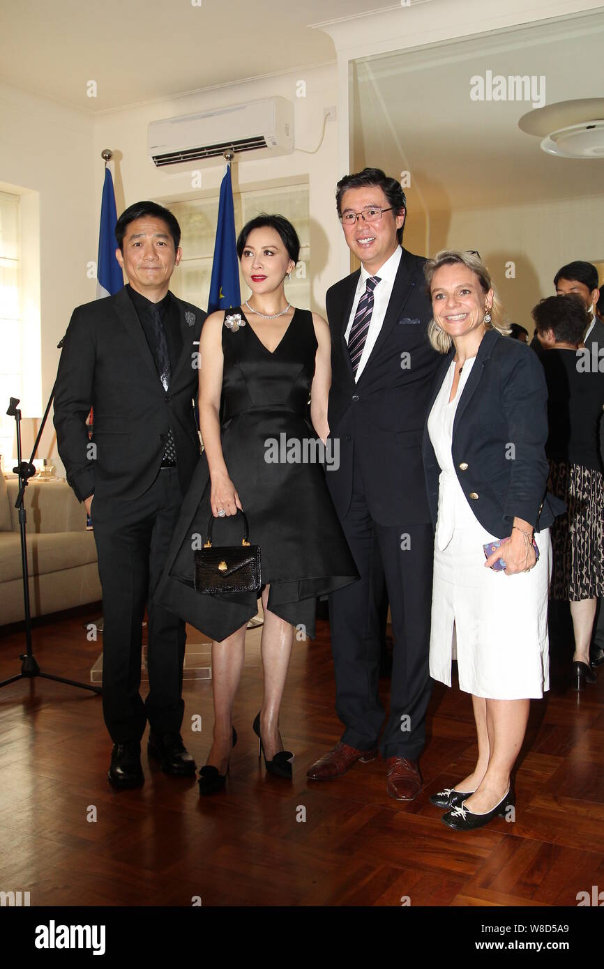 Hong Kong actress Carina Lau, second left, and her actor husband Tony ...