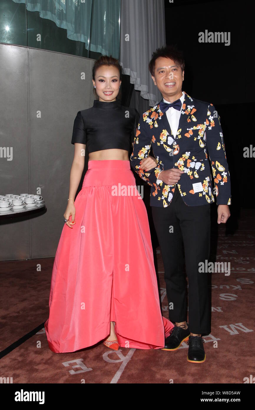 Hong Kong singers Joey Yung, left, and Hacken Lee pose during a press ...