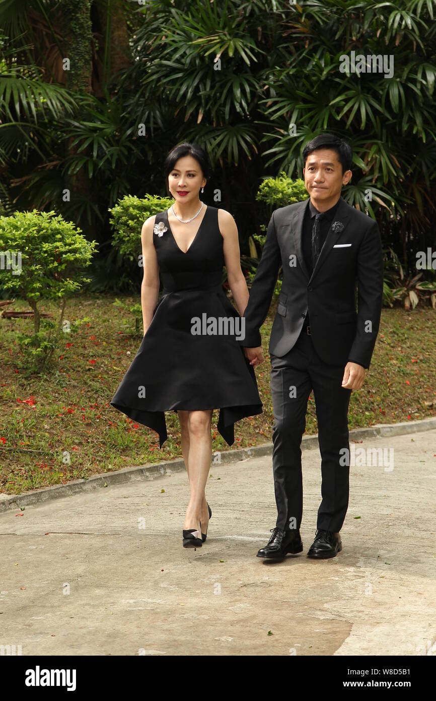 Hong Kong actress Carina Lau, left, and her actor husband Tony Leung ...