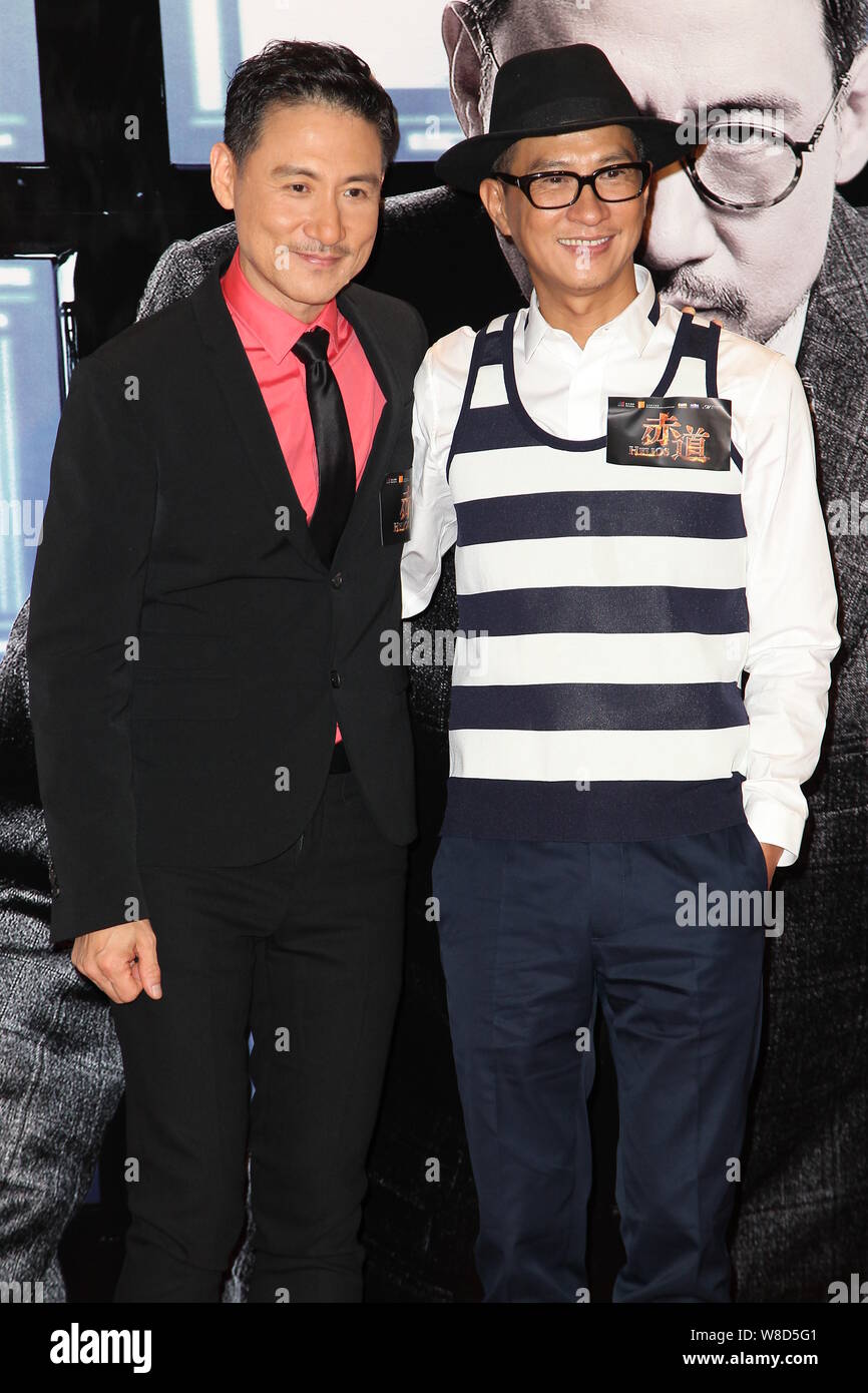 Hong Kong actors Jacky Cheung, left, and Nicky Cheung pose during the ...