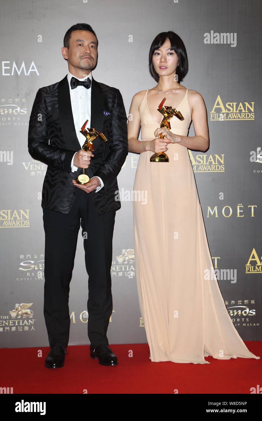 South Korean actress Bae Doo-na, right, and Chinese actor Liao Fan pose ...