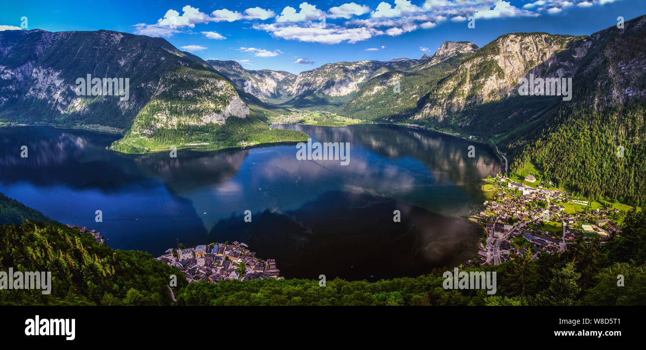 Beautiful panorama of Hallstätter See or Lake Hallstatt from Skywalk of ...