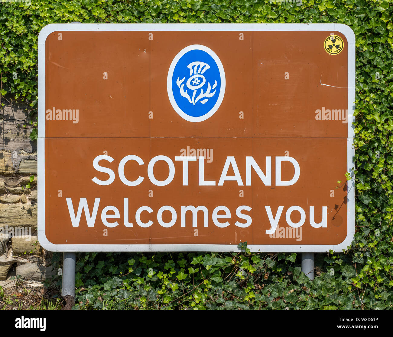 Scotland Welcomes You - A sign that visitors to Scotland see as they ...