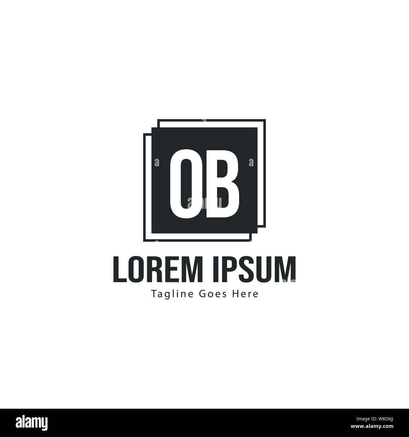 Initial OB logo template with modern frame. Minimalist OB letter logo ...