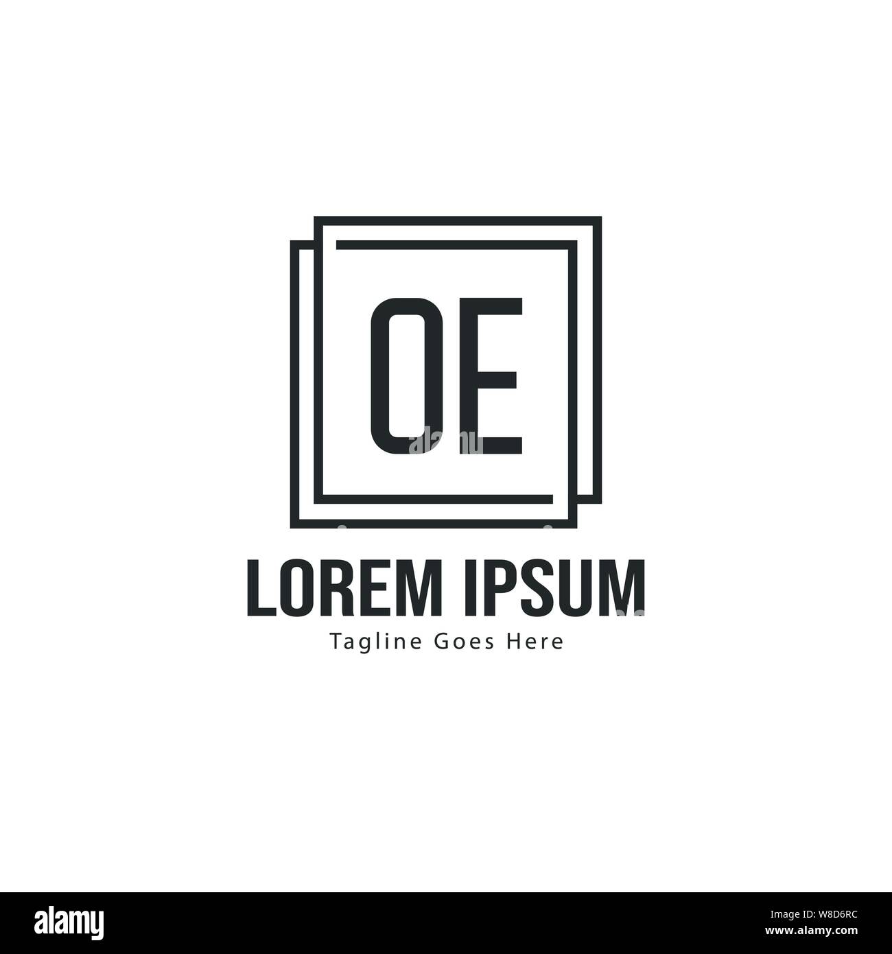 Initial OE logo template with modern frame. Minimalist OE letter logo ...